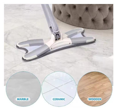 X Shape Mop or Floor Cleaning Hands-Free Squeeze Microfiber Flat Mop ...