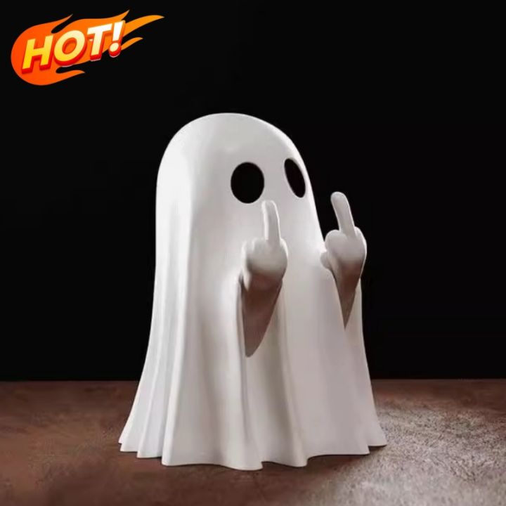 Halloween Middle Finger Ghost Statue Small Halloween Decor for Home ...