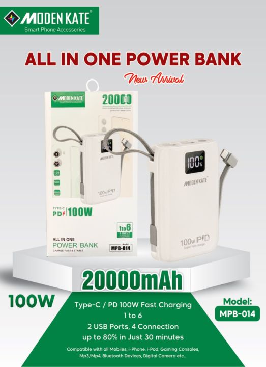 MODEN KATE Ultra-Compact Power Bank with 100W Super Fast Charging ...