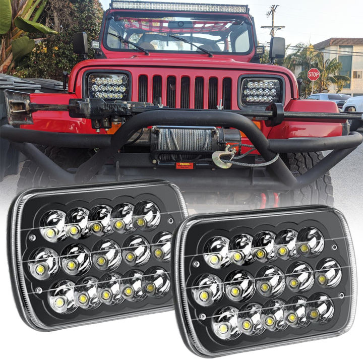5x7" 7x6" LED Headlights H6054 H5054 LED Headlamp for Jeep Wrangler YJ ...