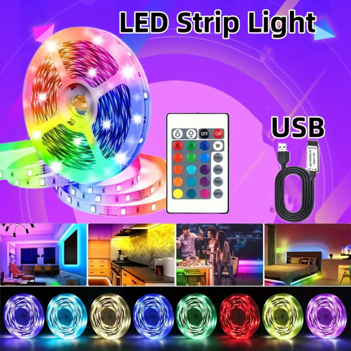 10M USB 2835 LED Strip Light RGB Remote Control Lights Flexible Lamp ...