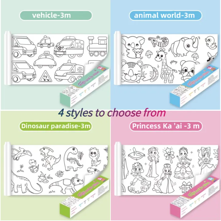 Children's Drawing Roll DIY Coloring Paper Roll Color Filling Paper ...
