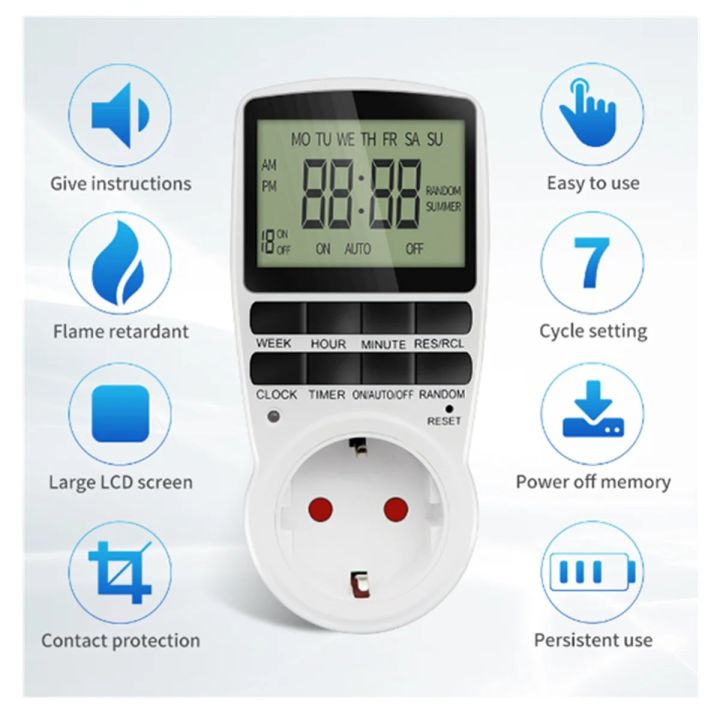 Electronic Digital Timer Kitchen Timer Socket Outlet 230V 110V 12/24 ...