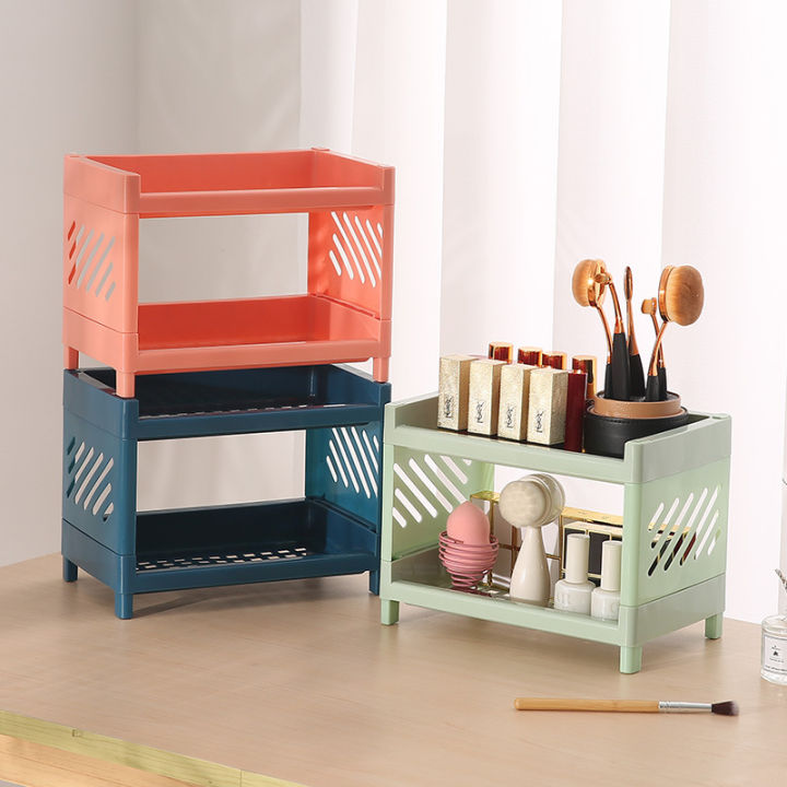 Desktop Double-layer Plastic Storage Rack Office Stationery and ...