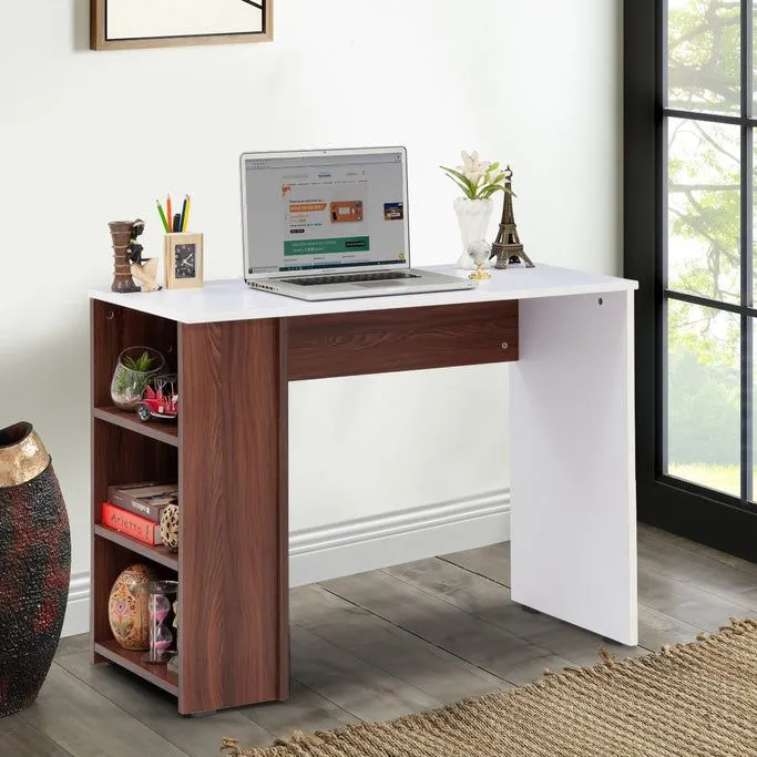 Computer table, Study table with side rack of 3 shelves for books(Can ...