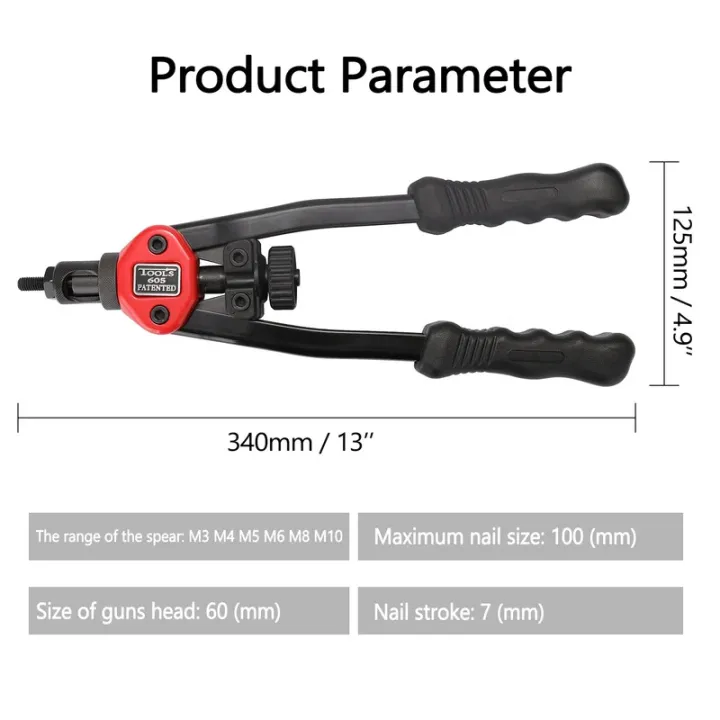 Hand Threaded Rivet Nuts Guns Riveter of Sleeve Nuts Rivnut Tool For ...