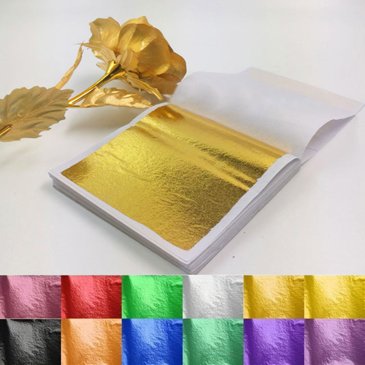 100 Sheets DIY Nail Gold Leaf Sheets Painting Gold Leaf Paper Art Craft ...