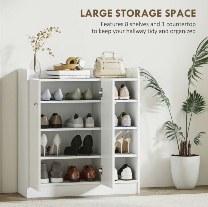 Modern Shoe Storage Cabinet – 8-Shelf Large Capacity Organizer with ...