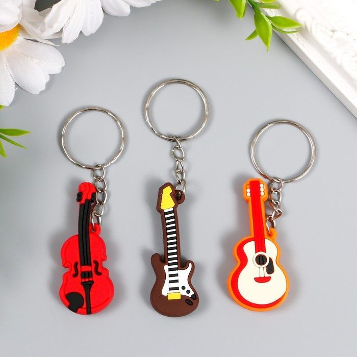Guitar Shape Keychain Rainbow Colours Keychain Fashion Keychain Multi ...