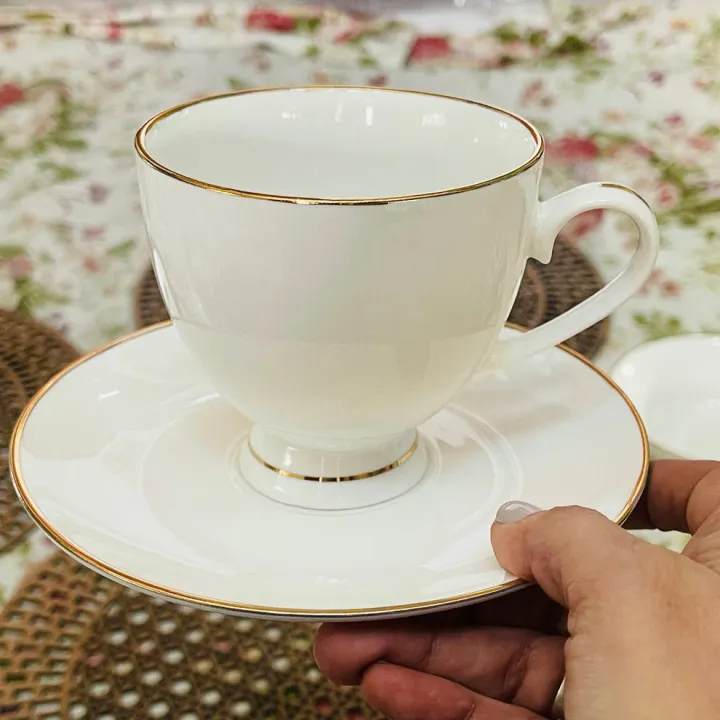Premium Quality Bone China White & Gold Classic Collection 6pcs Tea Cup ...