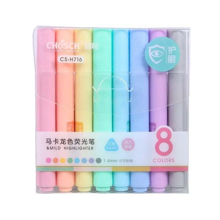 CHOSCH CS-H716 Mild Highlighter Set – 8 Colors | Pastel Soft Color ...