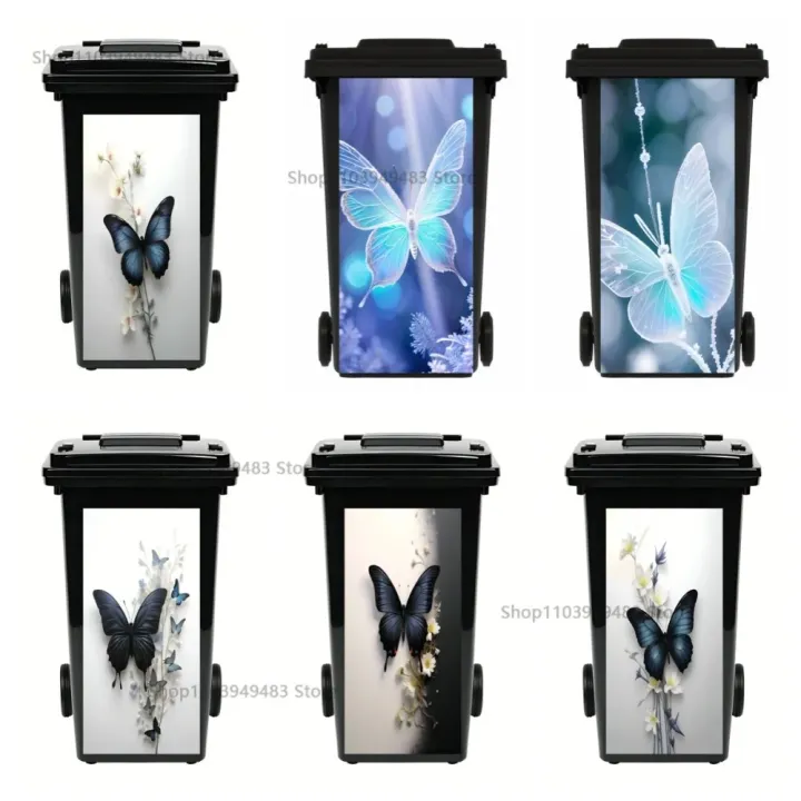 Butterfly Series Flowers Art Mural Self-adhesive Garbage Bin Wrap ...