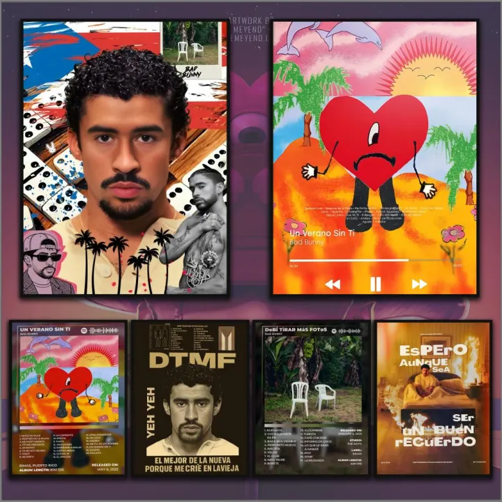 Bad B-Bunny DtMF album Cover Poster Home Living Bed Room Bar Hallway ...