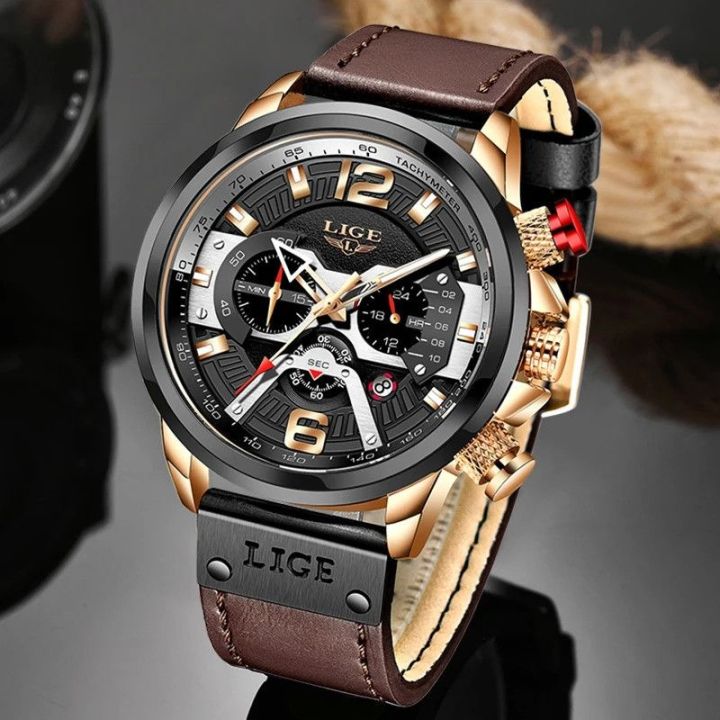 LIGE 8917 Watch For Men Sport Luxury Brand Chronograph Military Genuine ...