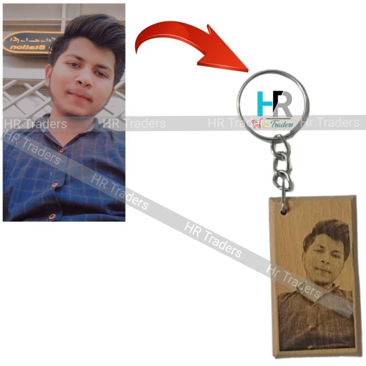Wooden Keychain With Customize Name and Picture with own photo | Daraz.pk