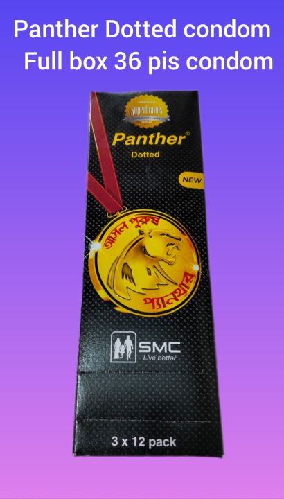 Panther Dotted condoms Full box(3×12=36)pis | Daraz.com.bd