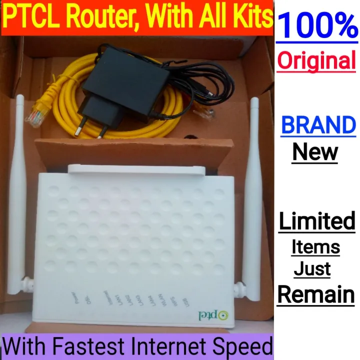 Original PTCL Wifi Router - Fast Speed DSL Modem with Complete Accessories Kit - 100% Brand New ...