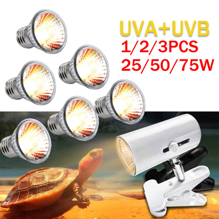 1-3pcs Reptile Lamp 25/50/75W UVA+UVB Pet Heat Lamp Bulb Turtle Basking UV Light Bulbs ...