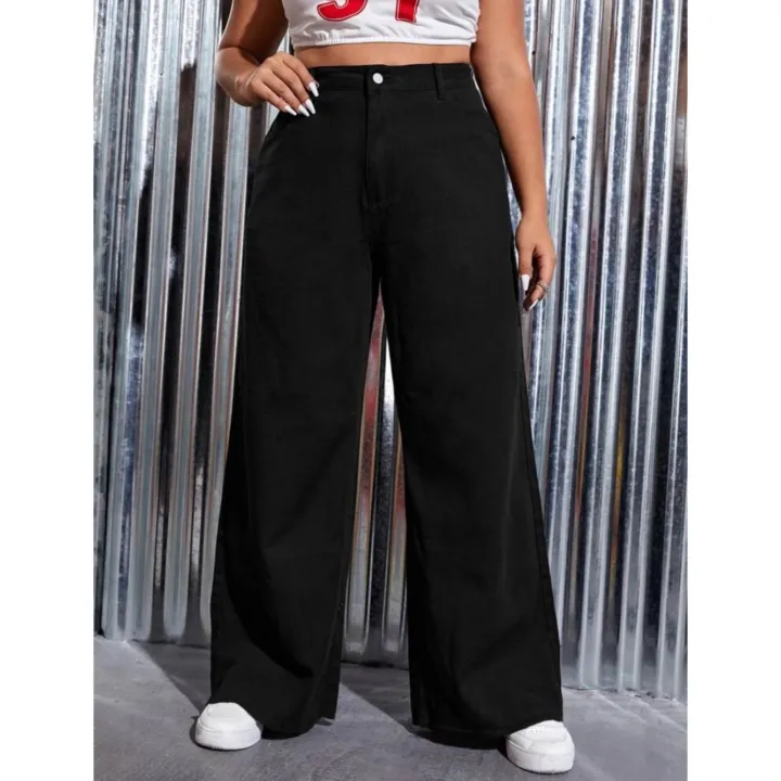 Women’s Black High Waist Baggy Denim Jeans | Black Wide Leg Jeans ...