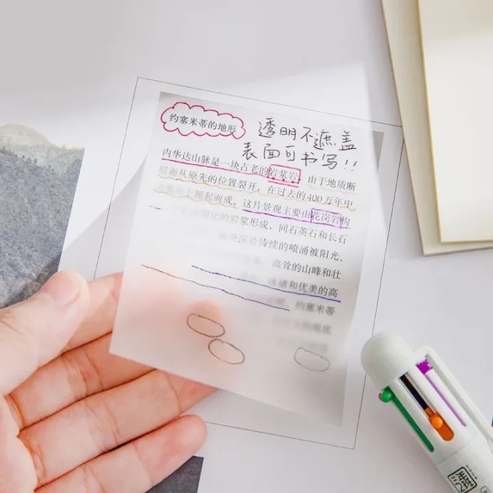 50Sheets Creative PET Transparent Sticky Notes Perspective Waterproof ...
