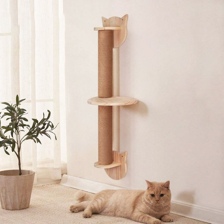 Wall mounted cat tree cat activity tree with scratching post wall ...
