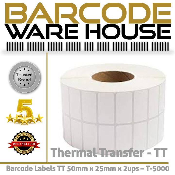Barcode Labels Thermal Transfer SG 50mm x 25mm x 2ups – T-5000 Sticker ...