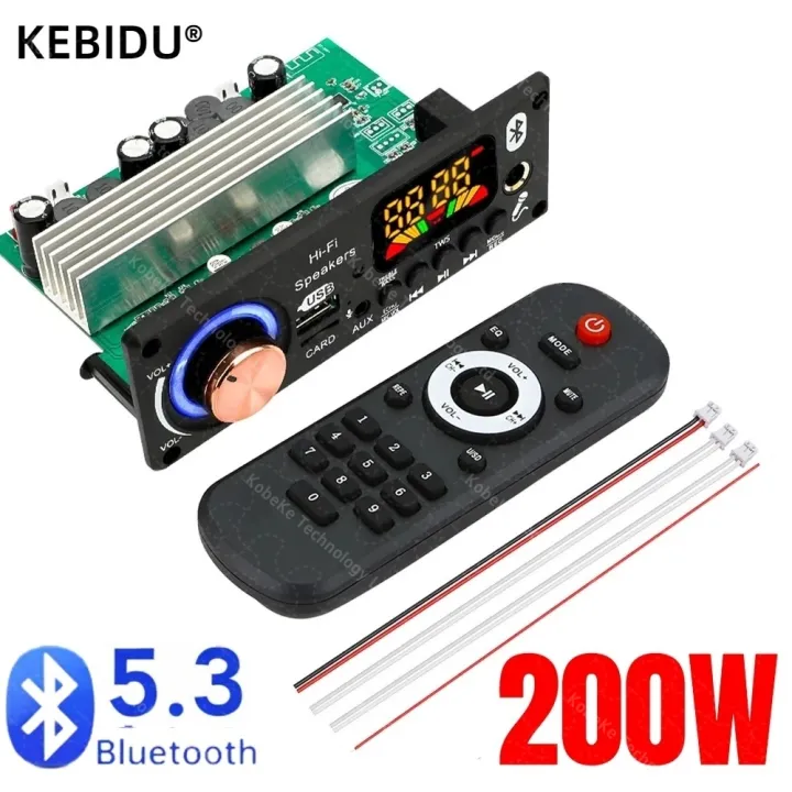 Bluetooth 5.3 DIY 200W Amplifier MP3 Decoder Board 12V Microphone FM ...