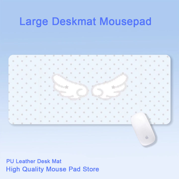 Korean Ins Light Blue Polka Dot Large PU Leather Mouse Pad | Minimalist ...