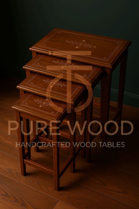 Wooden Table set Chinyoti Solid Sheesham Wood Nesting Tables (Set of 4 ...