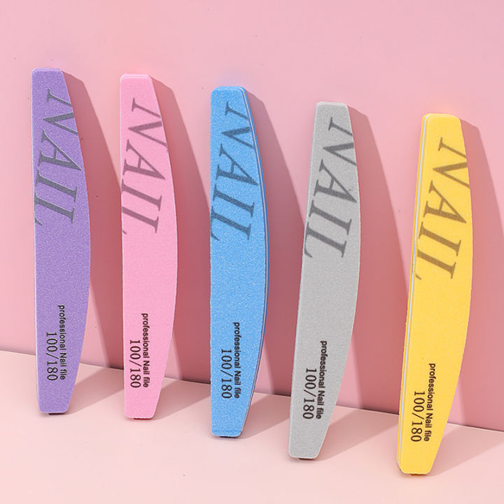 5Pcs/Lot 100/180 Grit Professional Sponge Nail File Washable Sandpaper ...