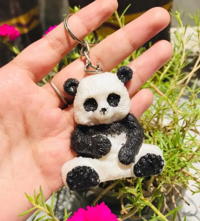 Resin Panda keychain for girls / panda keychain for phone hanging ...