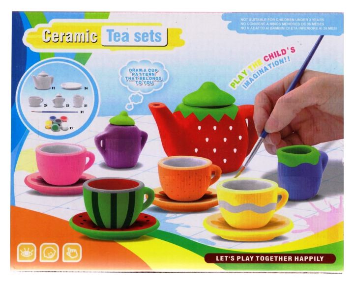 DIY ceramic painting tea set 15 pcs | Daraz.lk