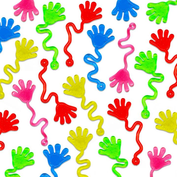 12PCS for Kids Adult Glitter Sticky Hands Mini Stretchy Stress Relief ...