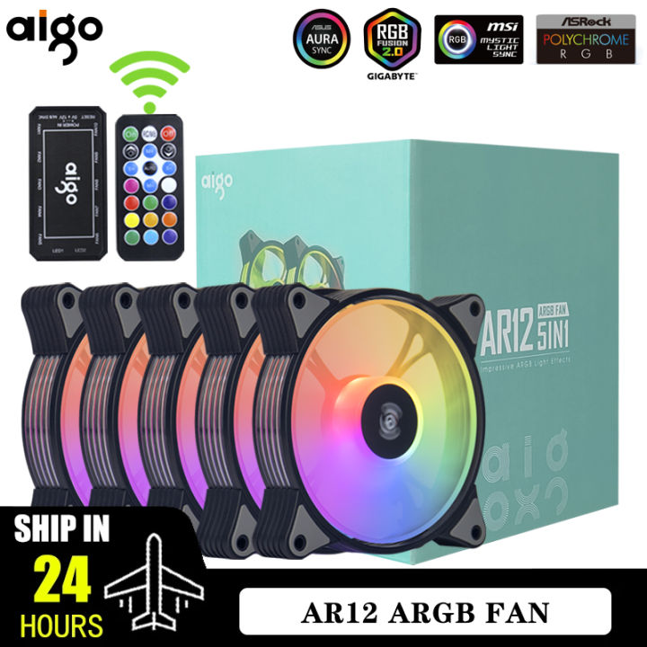 Aigo AR12 120mm PC Gamer Computer Case Fan RGB 12v Heatsink Aura Sync ...
