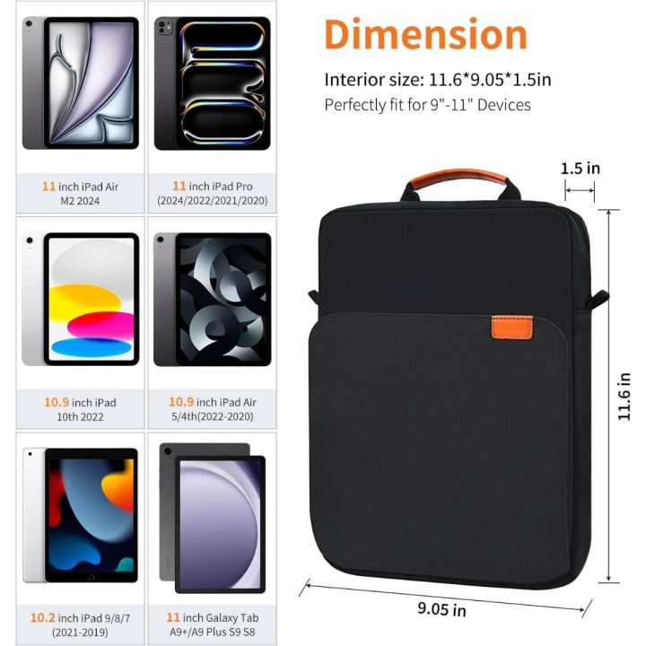 9-11 Inch Tablet Shoulder Bag Carrying Case for 11" iPad Pro M4/ iPad ...