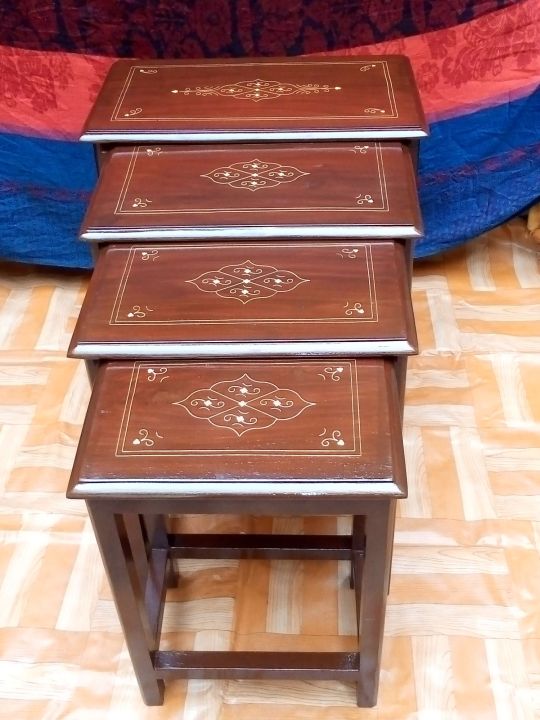 Wooden Table Chinioti Solid Sheesham Wood Nesting Tables ( Set of 4 ...