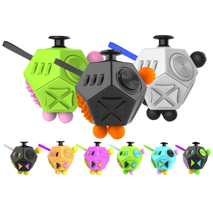 12 Sides Fidget Cube Sensory Toys Relieves Stress and Anxiety Anti ...