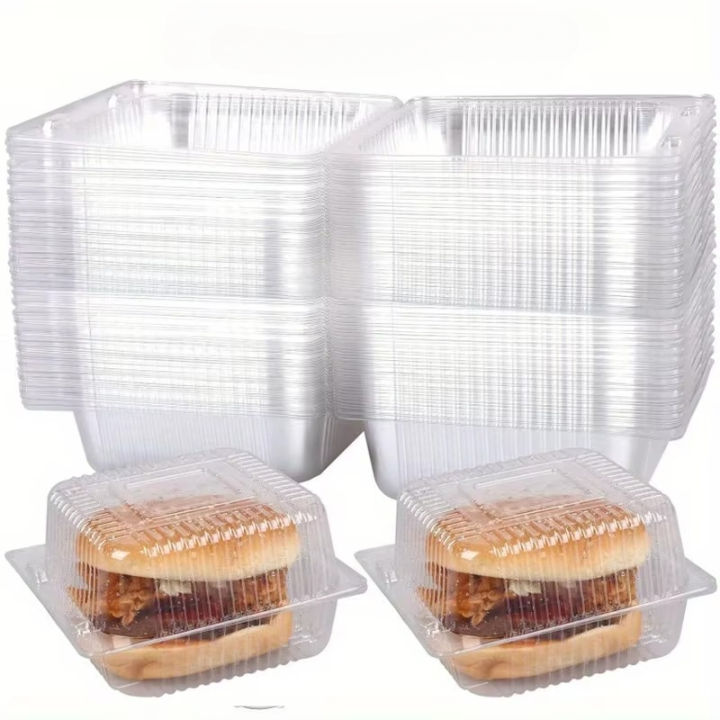 50/100PCS Transparent Cake Box Family Picnic Disposable Plastic Square ...