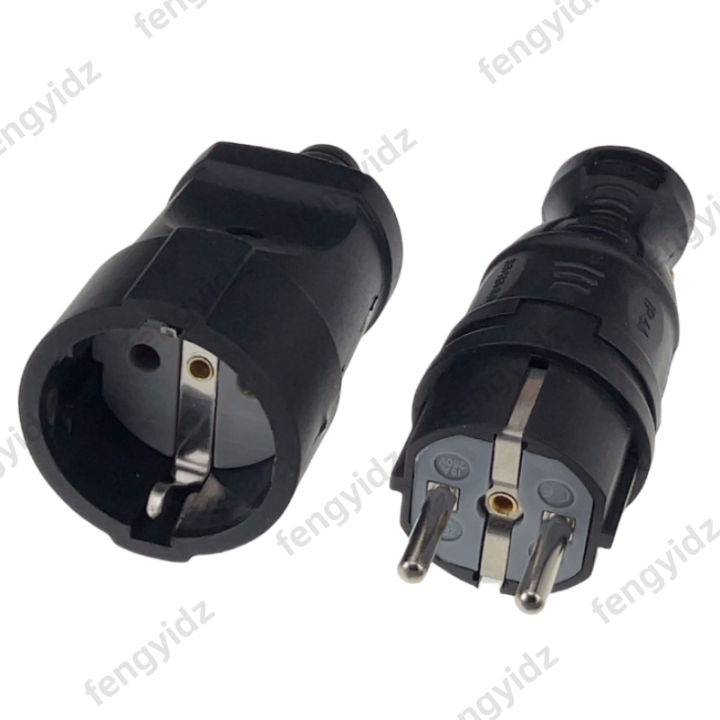 EU Rubber Waterproof Socket Plug Electrial Grounded European Connector ...