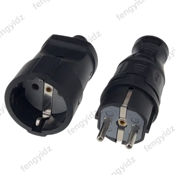 EU Rubber Waterproof Socket Plug Electrial Grounded European Connector ...