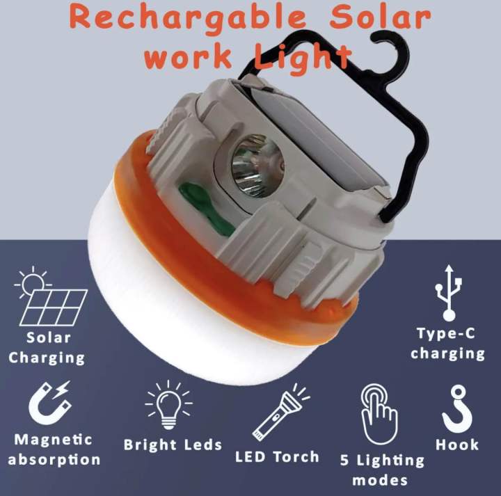 30W powerful 2 in 1 Solar and direct line Rechargeable Camping Light ...