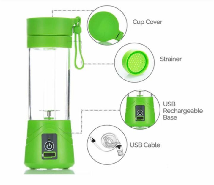 chargeable Juicer Blender 6 blades 380ml-portable juicer | Daraz.pk