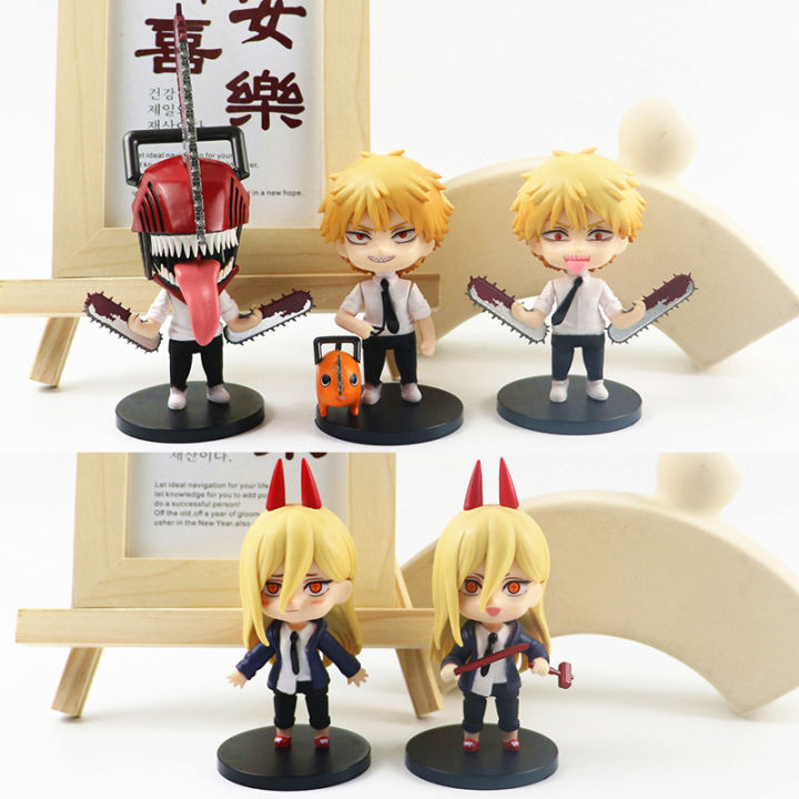 6pcs/set Anime Chainsaw Man Action Figurines Q Version Denji Power ...