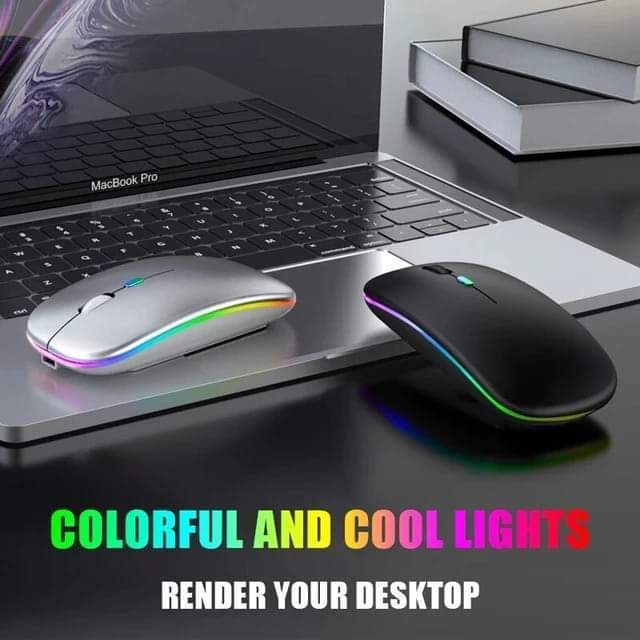 Wireless Mouse For Laptop PC Bluetooth RGB Rechargeable Mouses Wireless ...