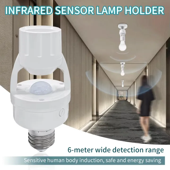 Smart Motion Sensor Light Bulb Holder E27 PIR Induction Sensor Adapter ...