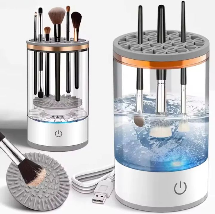 Electric USB Makeup Brush Cleaner & Dryer Kit | Automatic Spin Makeup ...