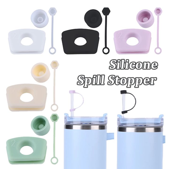 Silicone Spill Stopper Set Reusable Spill Proof Stopper Set Straw Cover ...