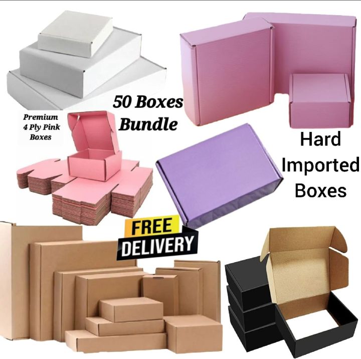 Premium Quality Imported Boxes in Black Pink Lilac Purple White & Brown ...