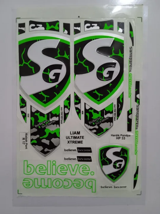 New 3D 2023 SG FULL GREEN Edition Cricket Bat Sticker For Professional ...