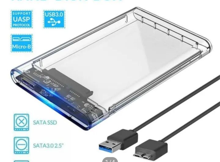 Hard Drive Enclosure 2.5 Inch USB 3.0 SATA Case External Clear Caddy ...